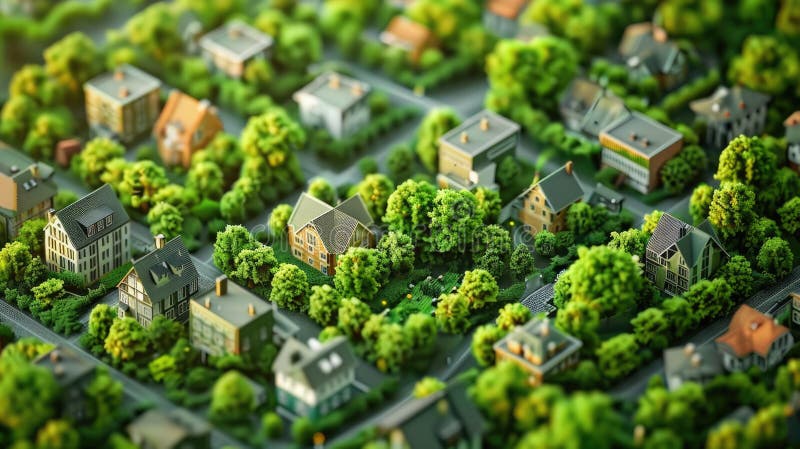 Small Model of a City Surrounded by Trees, Perfect for Urban Planning ...