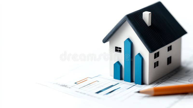 Small Model House on Paper Documents, with a Pencil beside it Stock ...