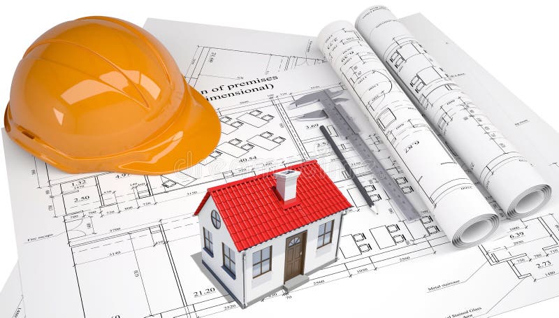 Small Model House with Red Roof Near Architectural Stock Illustration ...