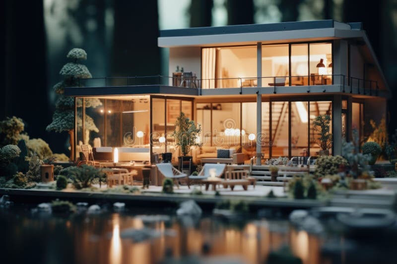 A Small Model of a House Sits Peacefully on the Surface of a Serene ...