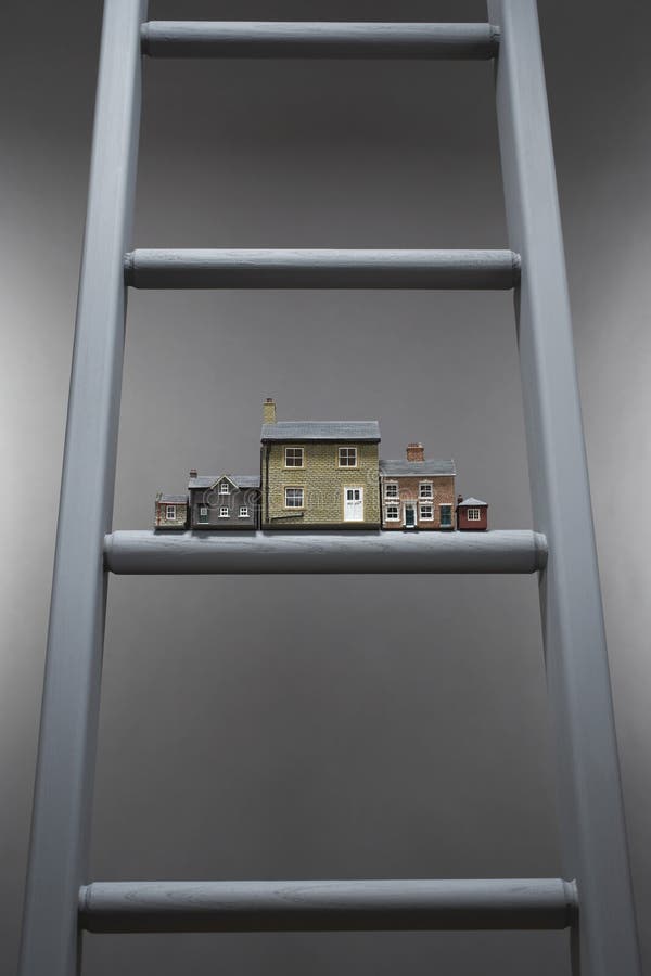 Small Model Houses on Ladder Stock Photo - Image of progress, property ...