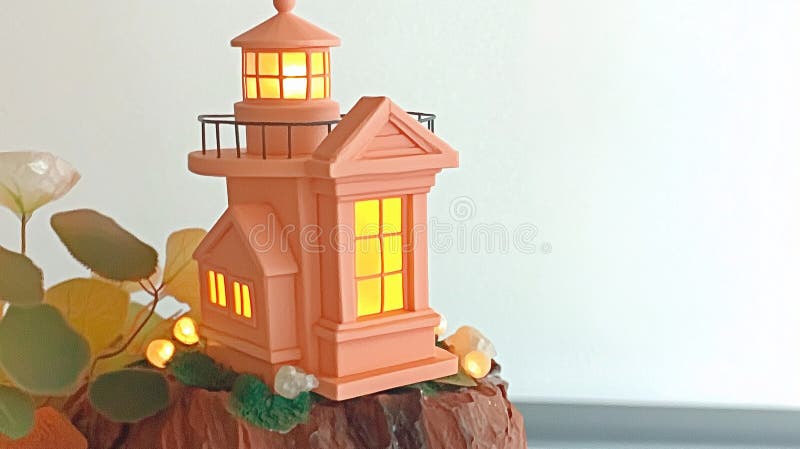 A Small Model Lighthouse Features a Classical Architectural Design with ...