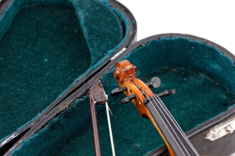 Small Model of an Old Used Violin with Bag Isolated on White Stock ...