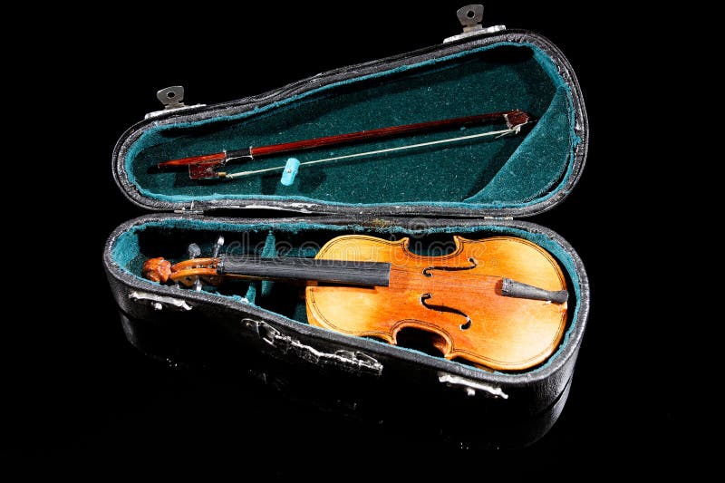 Small Model of an Old Used Violin with Bag on White Stock Photo - Image ...