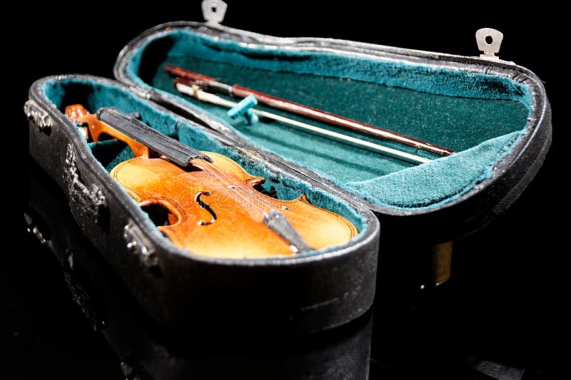 Small Model of an Old Used Violin with Bag on White Stock Photo - Image ...