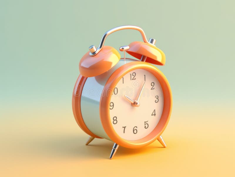 A Small Model Orange Alarm Clock Sitting on Top of a Table Stock ...