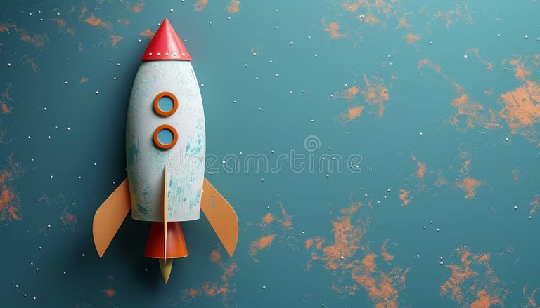 A Small Model Rocket is Sitting on a Blue Background by AI Generated ...
