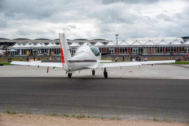 Small Modern Airplane on the Tarmac at an Airport Stock Photo - Image ...
