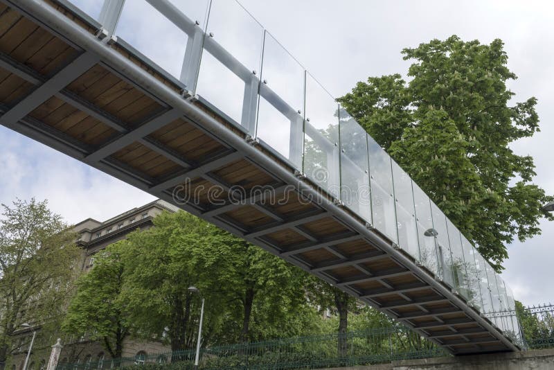 Small modern glass bridge stock image. Image of cloudy - 70029791