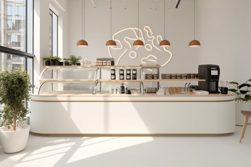 Small Modern Korean Style Design Cafe, Bar Table in Sunlight from ...