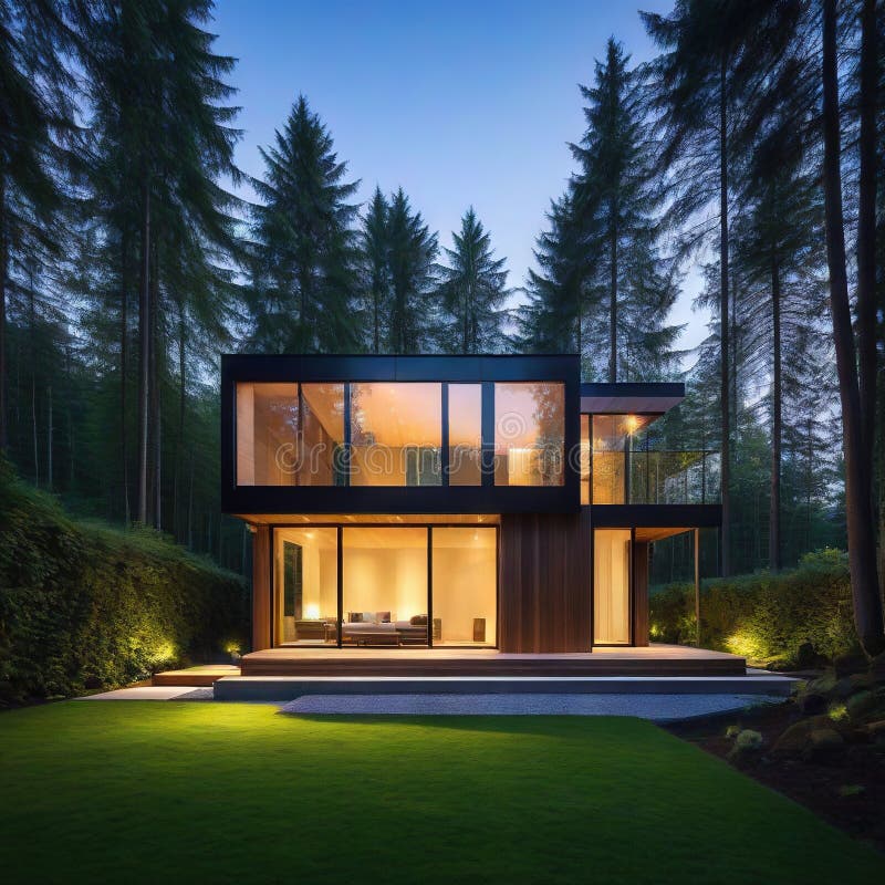 Modern Rectangular Multi-storey Villa with Swimming Pool. Ai Generative ...