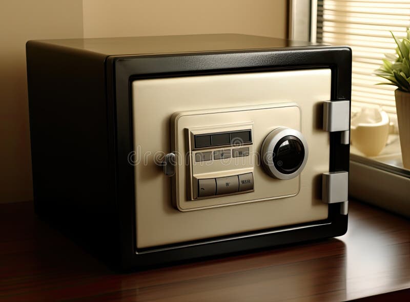 Small Modern Safe on Shelf. Created with Generative AI Technology ...