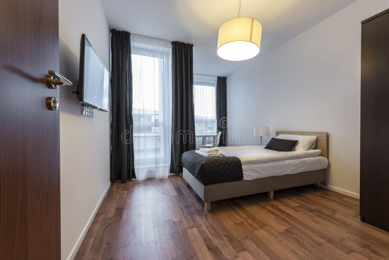 Small, Modern Sleeping Room Interior Design Stock Photo - Image of ...