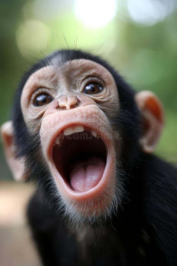 A Small Monkey with Its Mouth Opened Widely Stock Image - Image of ...