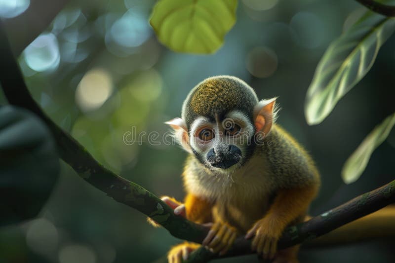 A Small Monkey Perched on a Tree Branch. Ideal for Nature and Wildlife ...
