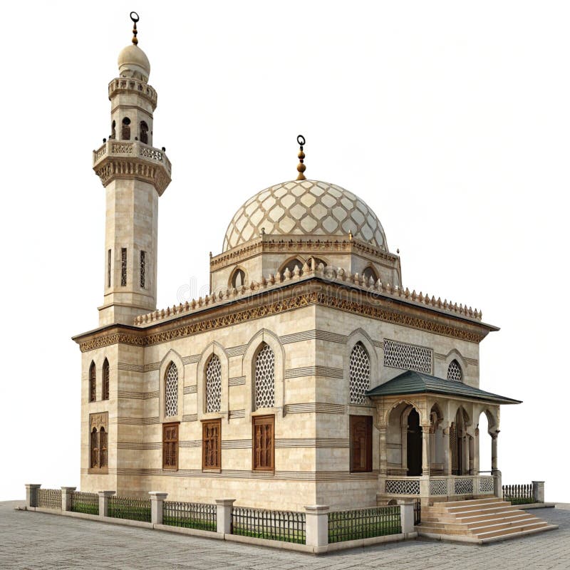 Small Mosque Islamic Landmark Isolated on White Background Stock ...