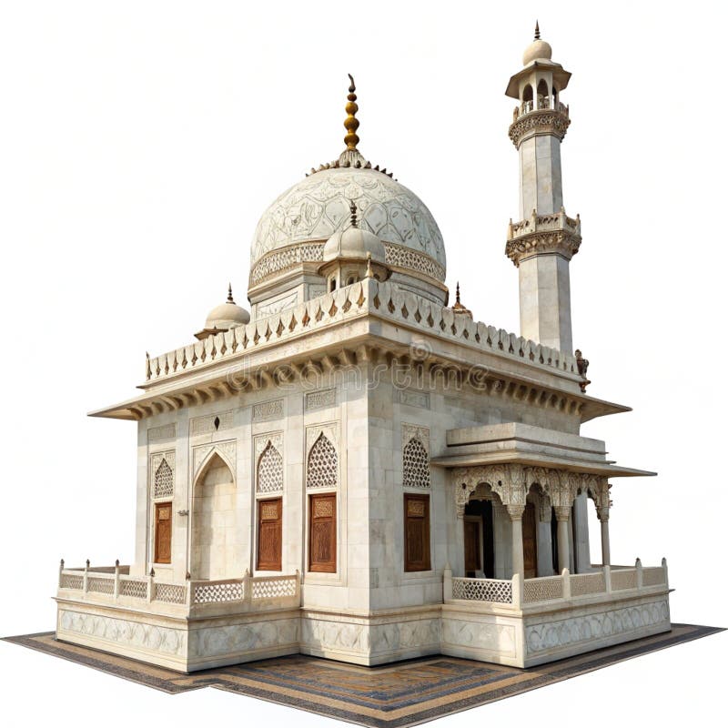 Small Mosque Islamic Landmark Isolated on White Background Stock ...