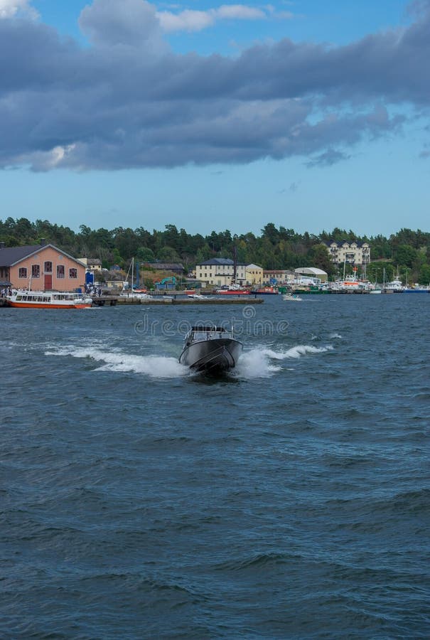 Small Motor Boat in the Archipelago during the Summer Stock Photo ...