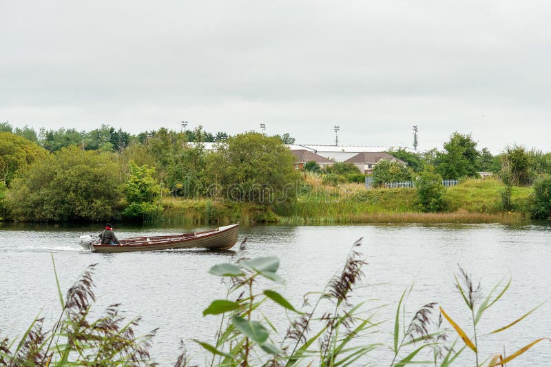 Small Motor Boat Moving in a River Editorial Image - Image of bank ...