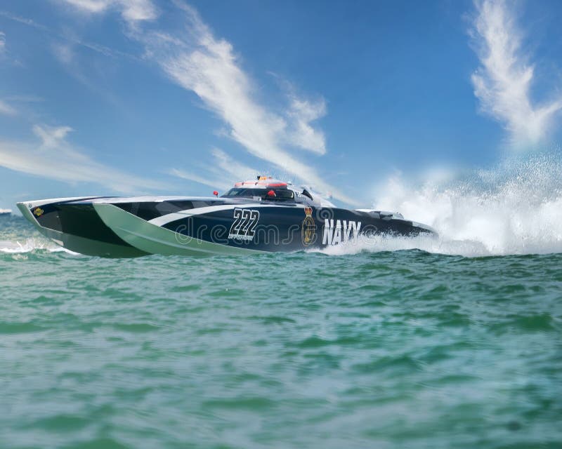 Small Motorboat is Racing Across the Ocean Editorial Photography ...