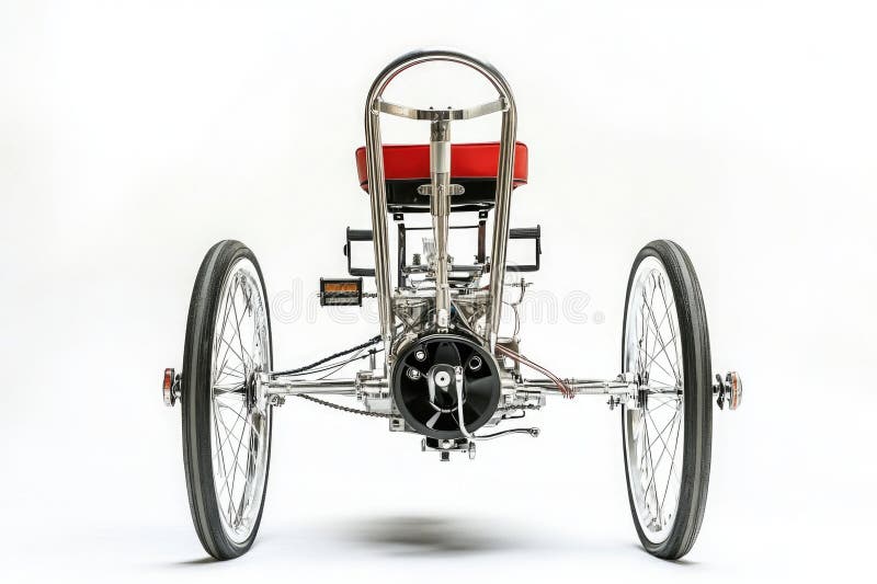 A Small Motorcycle with a Distinctive Red Seat on a White Background ...