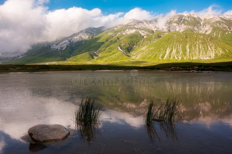 Small Mountain Lake in Summer, Natural Landscape Stock Image - Image of ...