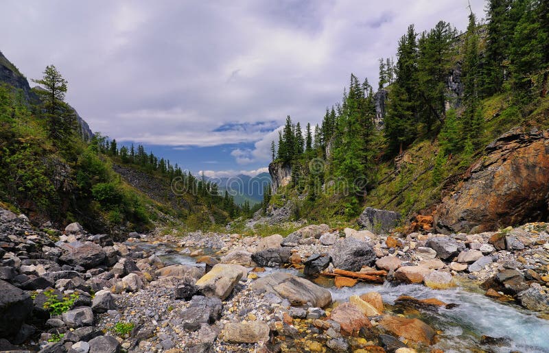 Small Mountain Village. stock image. Image of evergreen - 66283565