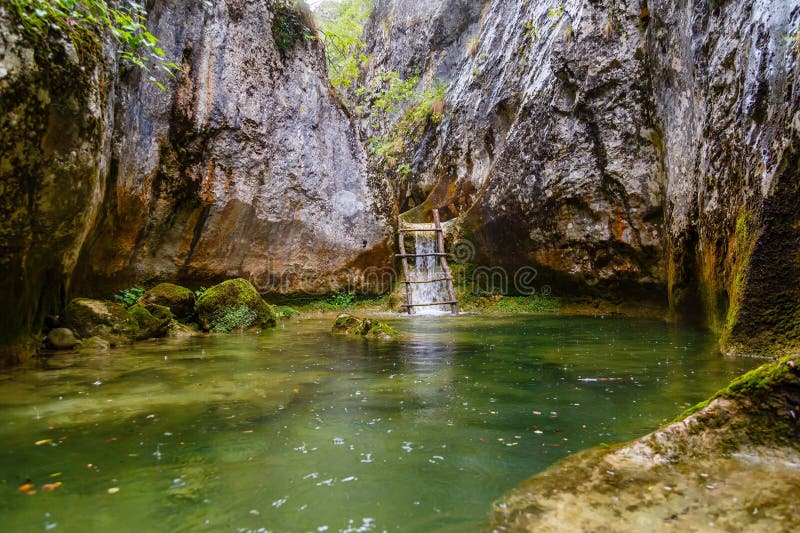 Small Mountain Waterfall among Rocks Stock Photo - Image of environment ...