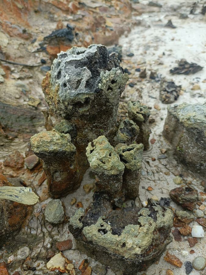 Small Mountains Formed from Soil that Has Turned into Rock Stock Photo ...