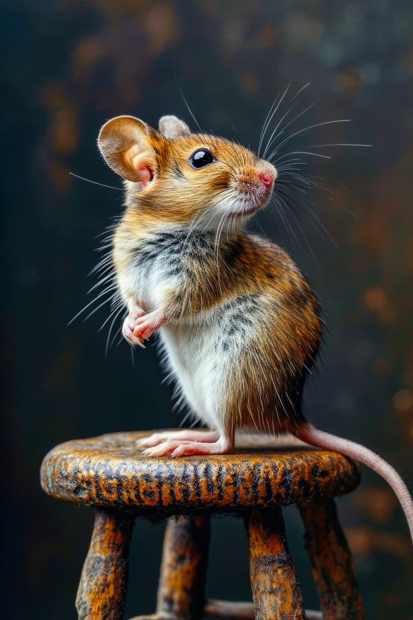 Small Mouse with Big Eyes Sits on Stool. Generative AI Stock Image ...