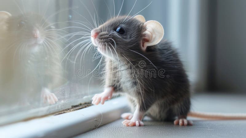 A Small Mouse Looking Out of a Window at Something Outside, AI Stock ...
