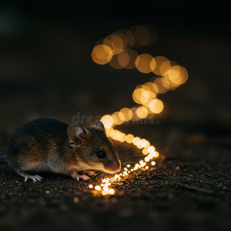 A Small Mouse (Mus Musculus) is Captured in a Low-light Setting on a ...