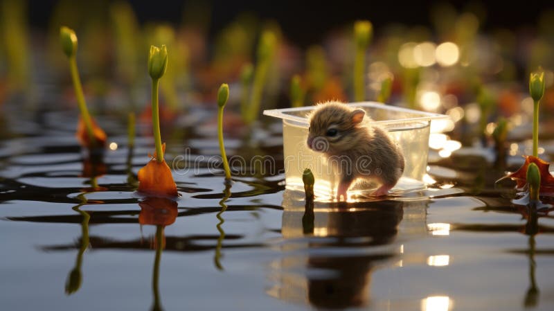 A Small Mouse in a Plastic Container in the Water. Generative AI Image ...