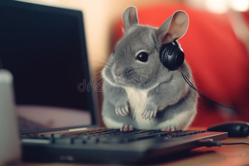 A Small Mouse Sitting on Top of a Keyboard. Generative AI Image. Stock ...