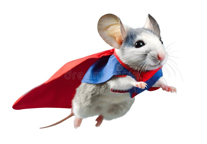 Mouse Flying through the Air Wearing a Red and Blue Cape. Generative AI ...
