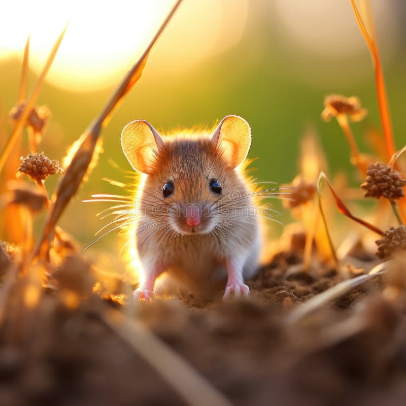 A Small Mouse is Standing in the Grass, AI Stock Illustration ...