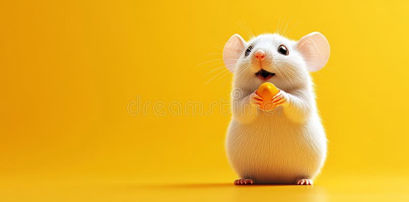 A Small Mouse, Standing on an Orange Background, Assumes an Adorable ...