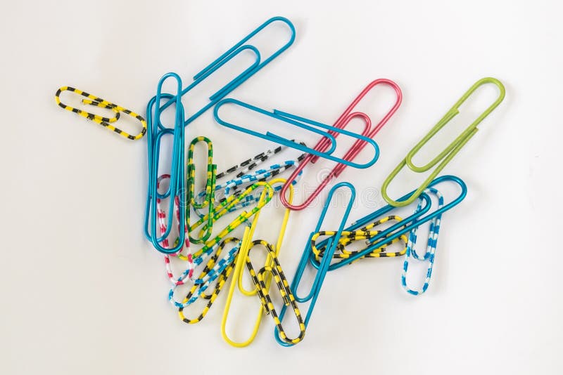A Small, Multi-colored Paper Clip Stock Photo - Image of linked, holder ...