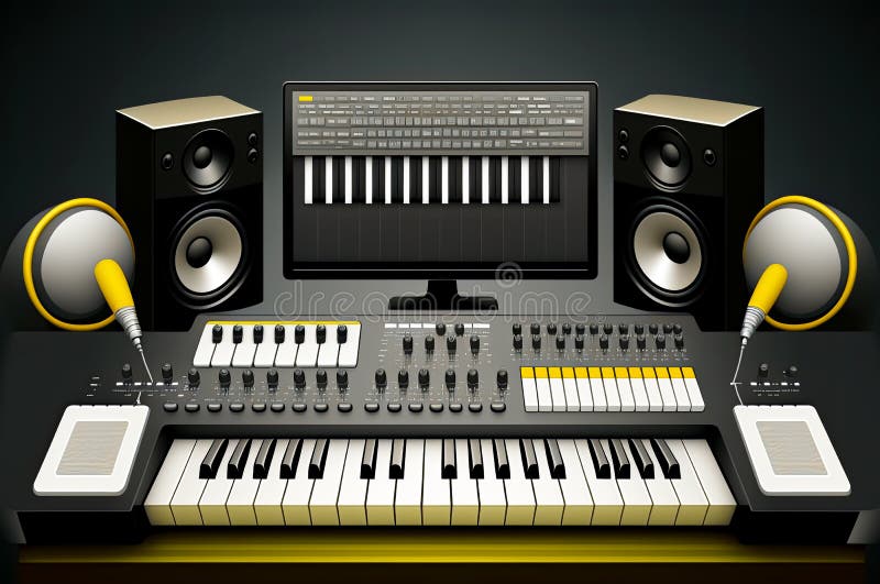 Small Music Production Home Studio with Midi Keyboard, Generative AI ...