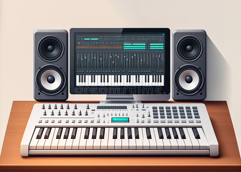 Small Music Production Home Studio with Midi Keyboard, Generative AI ...