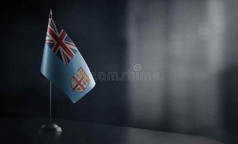 Small National Flag of the Fiji on a Black Background Stock ...