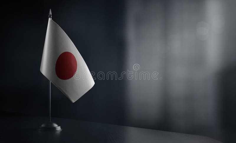Small National Flag of the Japan on a Black Background Stock ...
