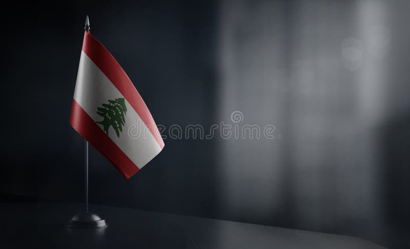 Small National Flag of the Lebanon on a Black Background Stock ...