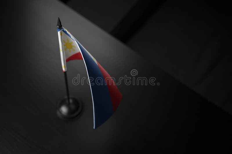 Small National Flag of the Philippines on a Black Background Stock ...