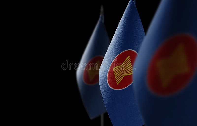 Small National Flags of the ASEAN on a Black Background Stock Image ...
