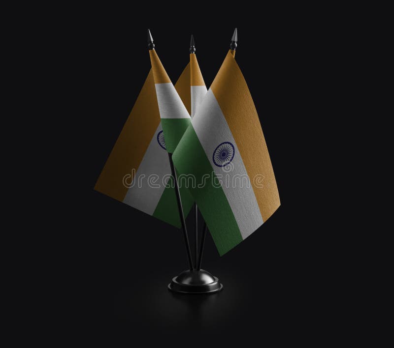 Small National Flags of the India on a Black Background Stock Image ...