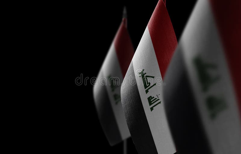 Small National Flags of the Iraq on a Black Background Stock Image ...