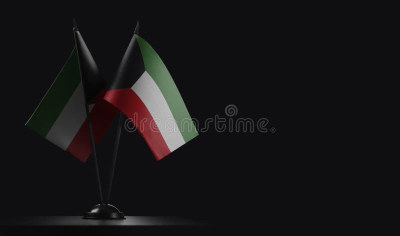 Small National Flags of the Kuwait on a Black Background Stock Photo ...