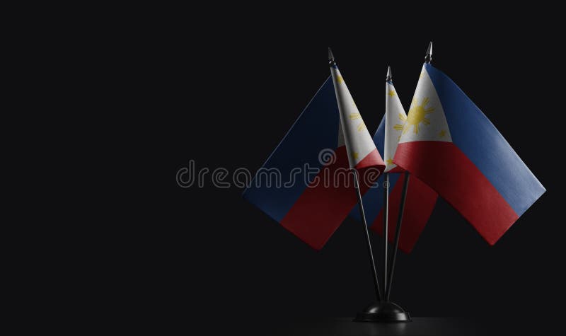 Small National Flags of the Philippines on a Black Background Stock ...