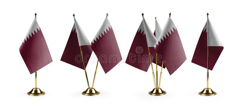 Small National Flags of the Qatar on a White Background Stock Photo ...